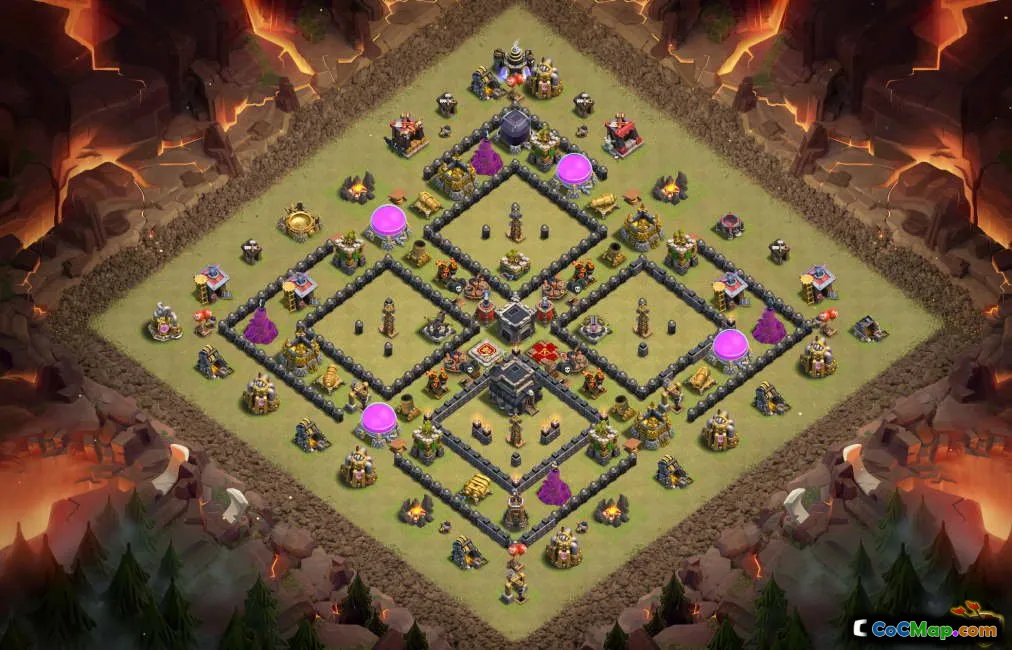 CoC Town Hall 9 Base Layouts: Home, War & Trophy Maps #5558 | CoCMap.com