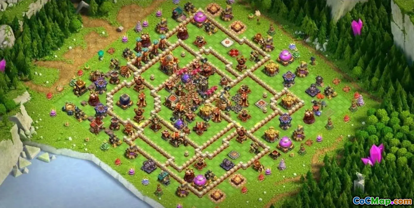 town hall 16, trophy/war base layout #42207 | CoCMap.com